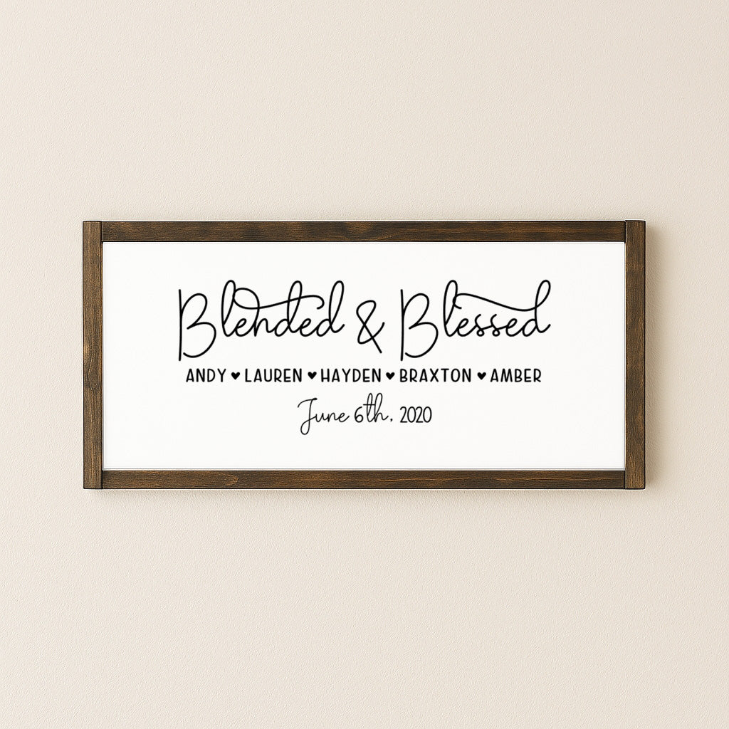 Blended and Blessed Family Sign – TheWoodenFrame