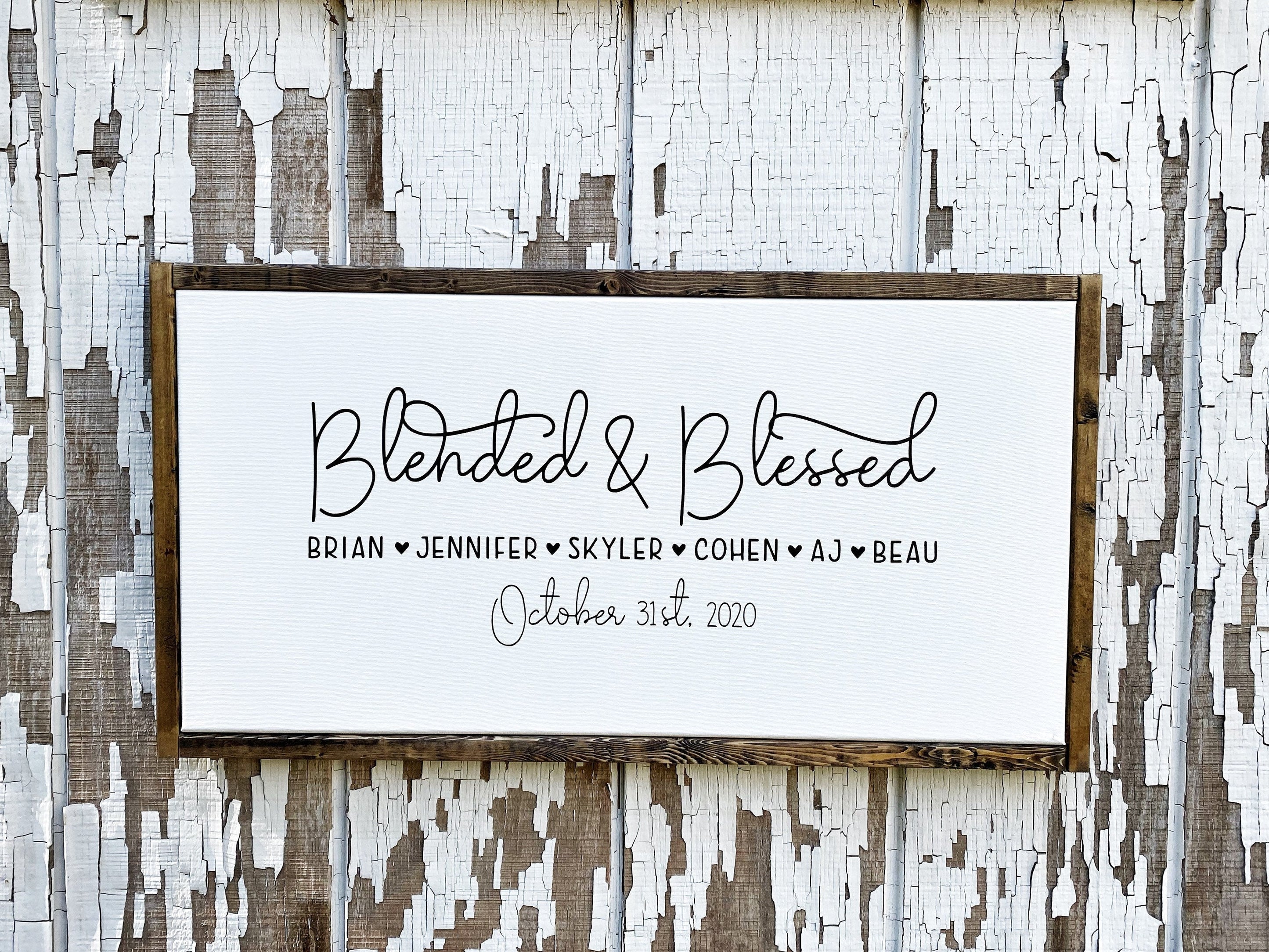 Blended and Blessed Family Sign – TheWoodenFrame